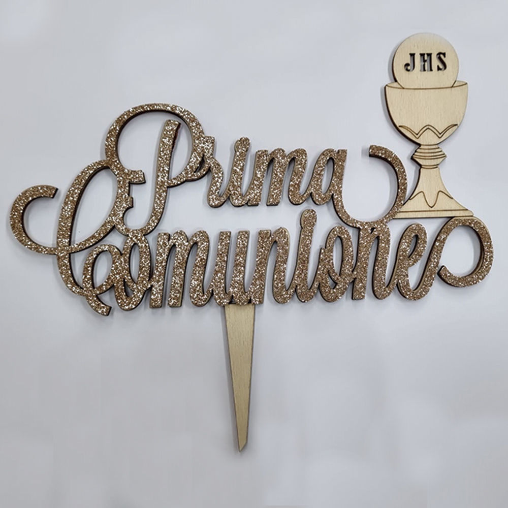Cake Topper in Legno "Prima Comunione" - Laserizzami: Incisione e taglio laser